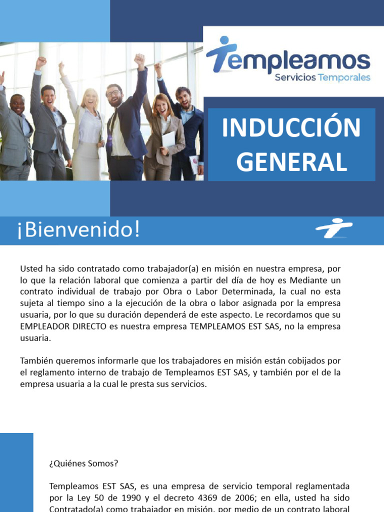 9 - Inducción General Templeamos | PDF | Derecho laboral | Seguridad y ...
