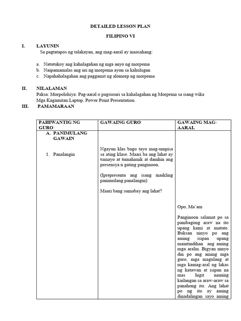 Detailed Lesson Plan | PDF