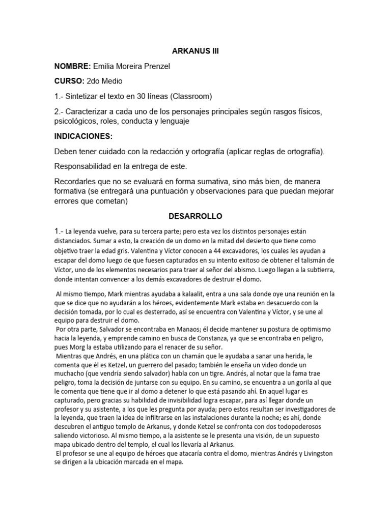 Análisis de "Arkanus III" | PDF