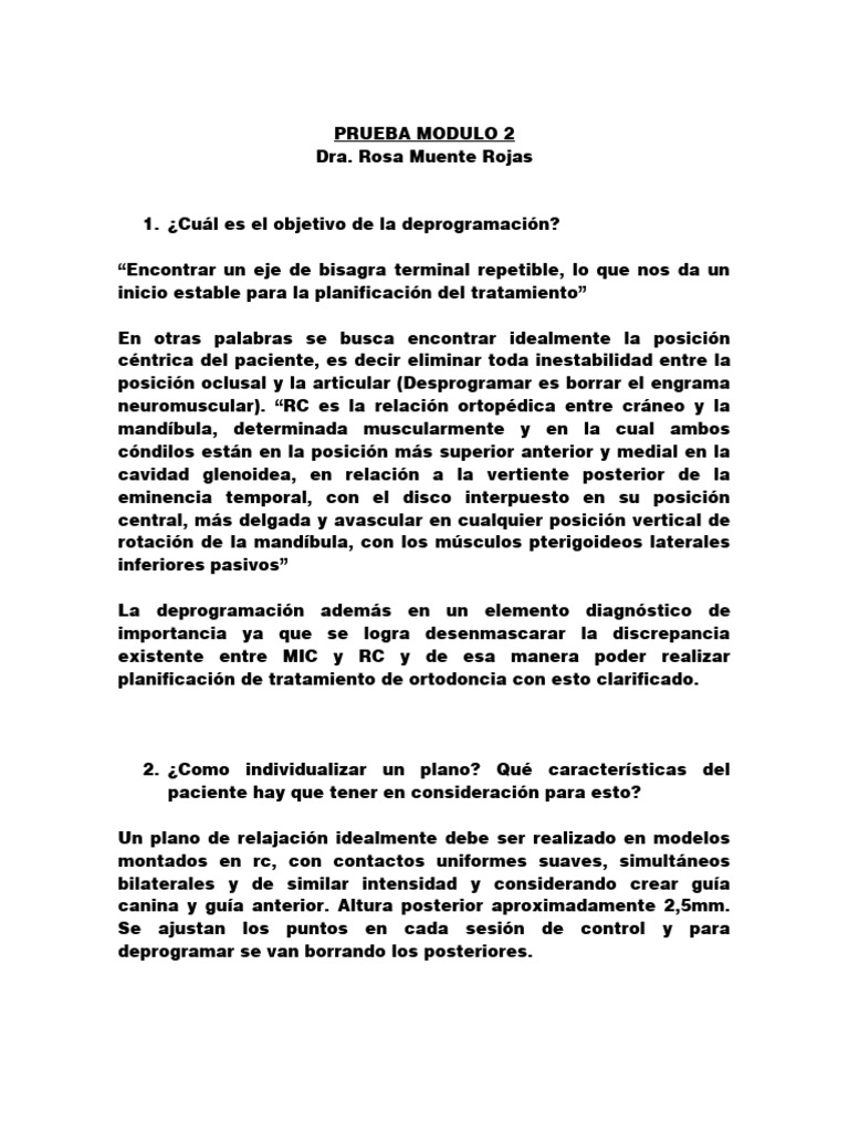 Prueba Modulo 2 | PDF | Ortodoncia | Medicina CLINICA
