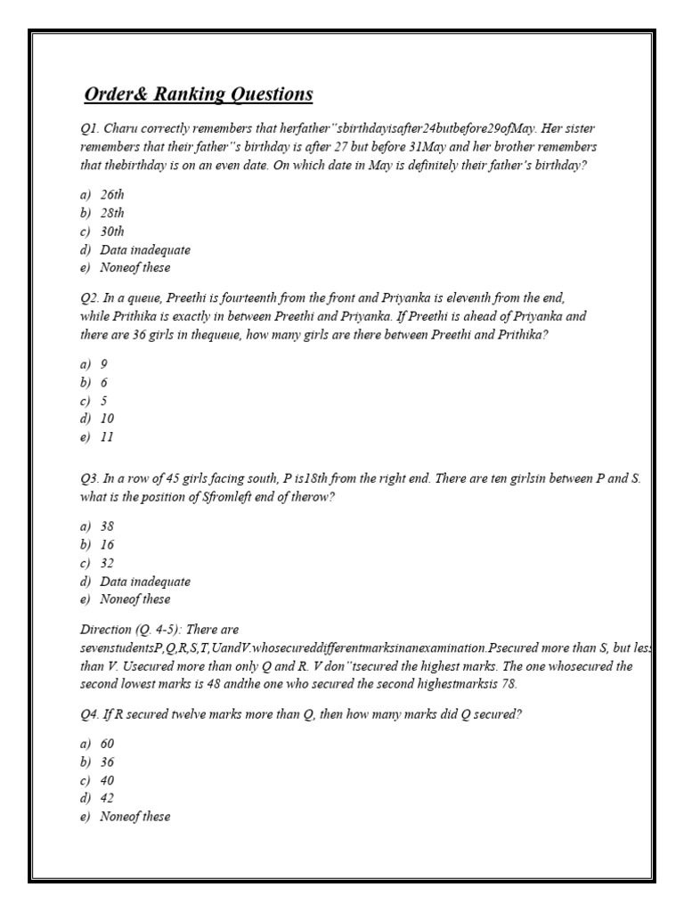 Ordering Ranking | PDF