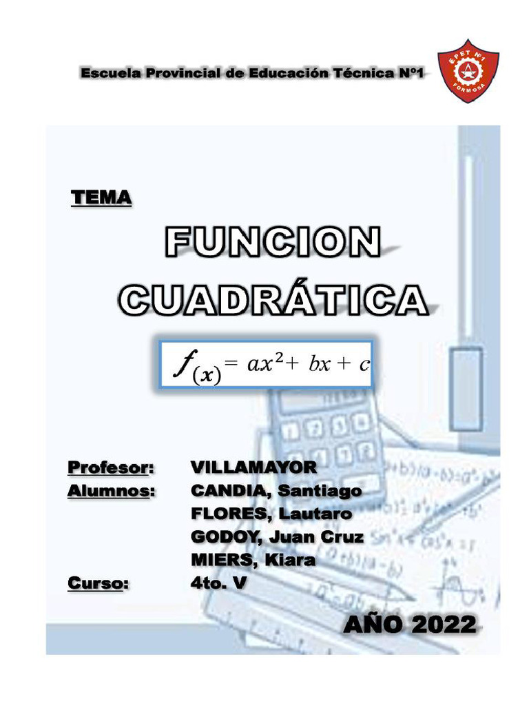 Fórmula Polinómica de Función Cuadrática | PDF | Función (Matemáticas ...