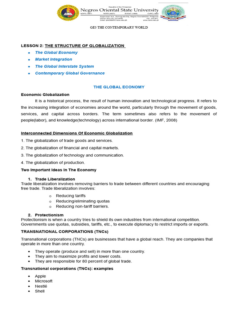 Structures Of Globalization Pdf World Systems Theory World Politics