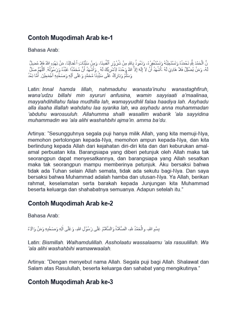 Mukadimah Pidato dalam Bahasa Arab | PDF | Agama & Spiritualitas