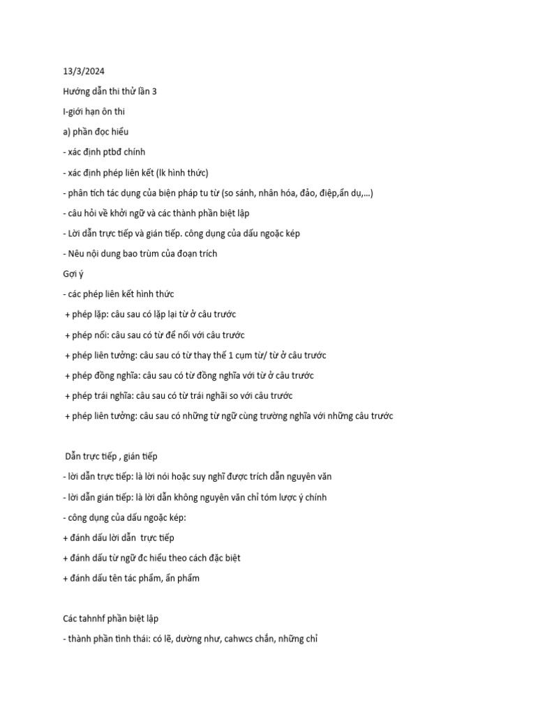 ôn ktra lần 3 | PDF