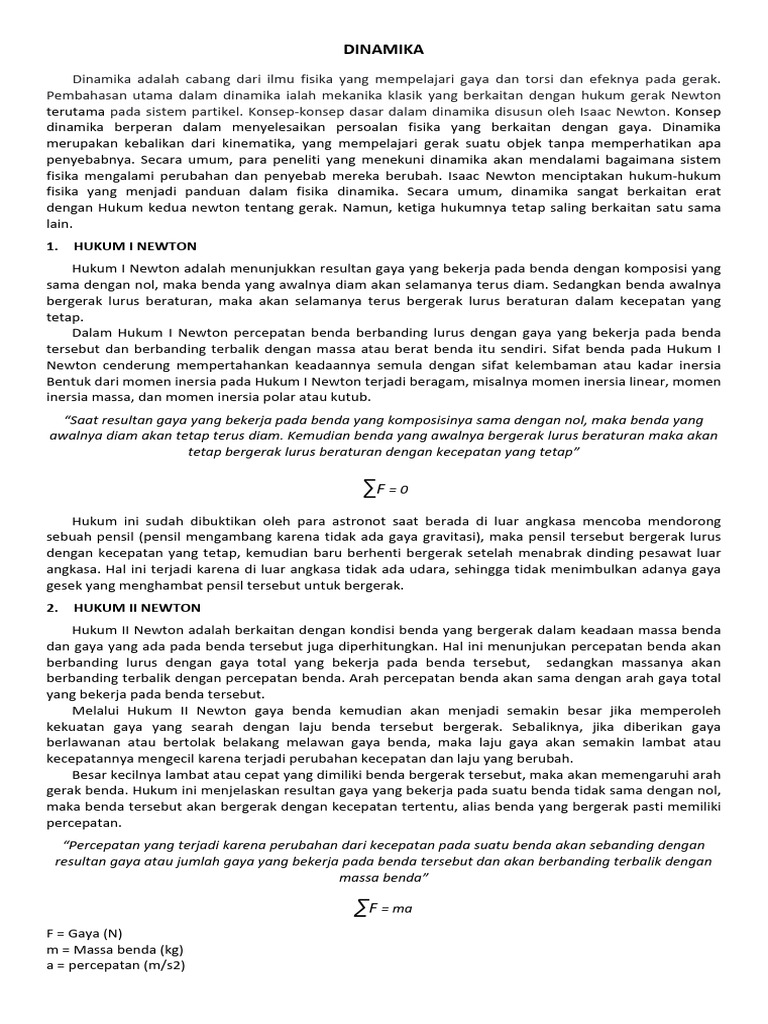 DINAMIKA | PDF | Sains & Matematika