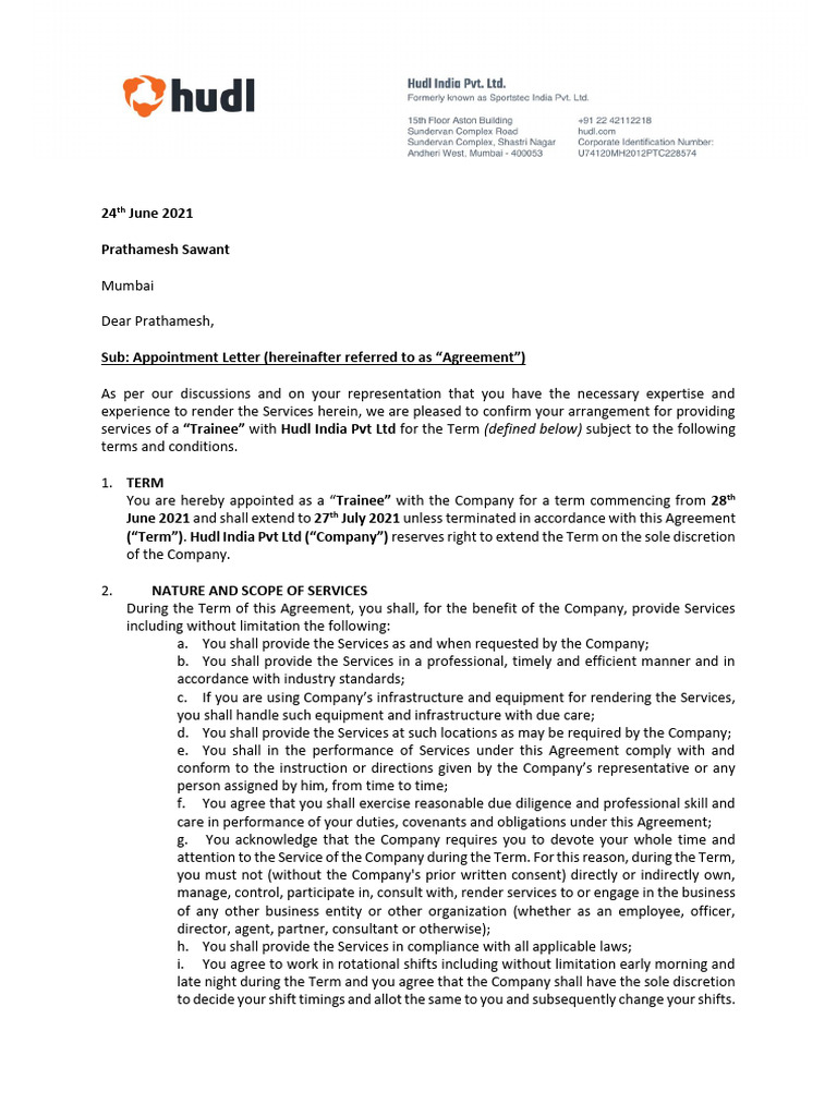EMP4010 - Prathamesh Sawant - FTC Offer Letter | PDF | Legal Remedy ... EMP4010 - Prathamesh Sawant - FTC Offer Letter | PDF | Legal Remedy ...