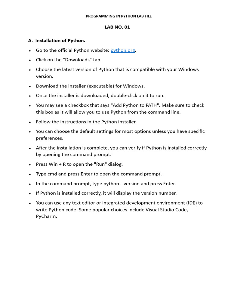 Python Lab File | Download Free PDF | Python (Programming Language) | Command Line Interface