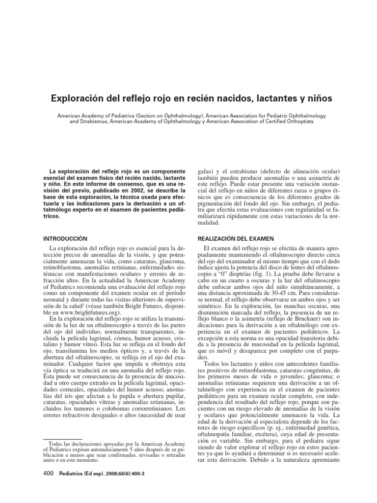 7 Exploración Del Reflejo Rojo | PDF | Ojo humano | Oftalmología