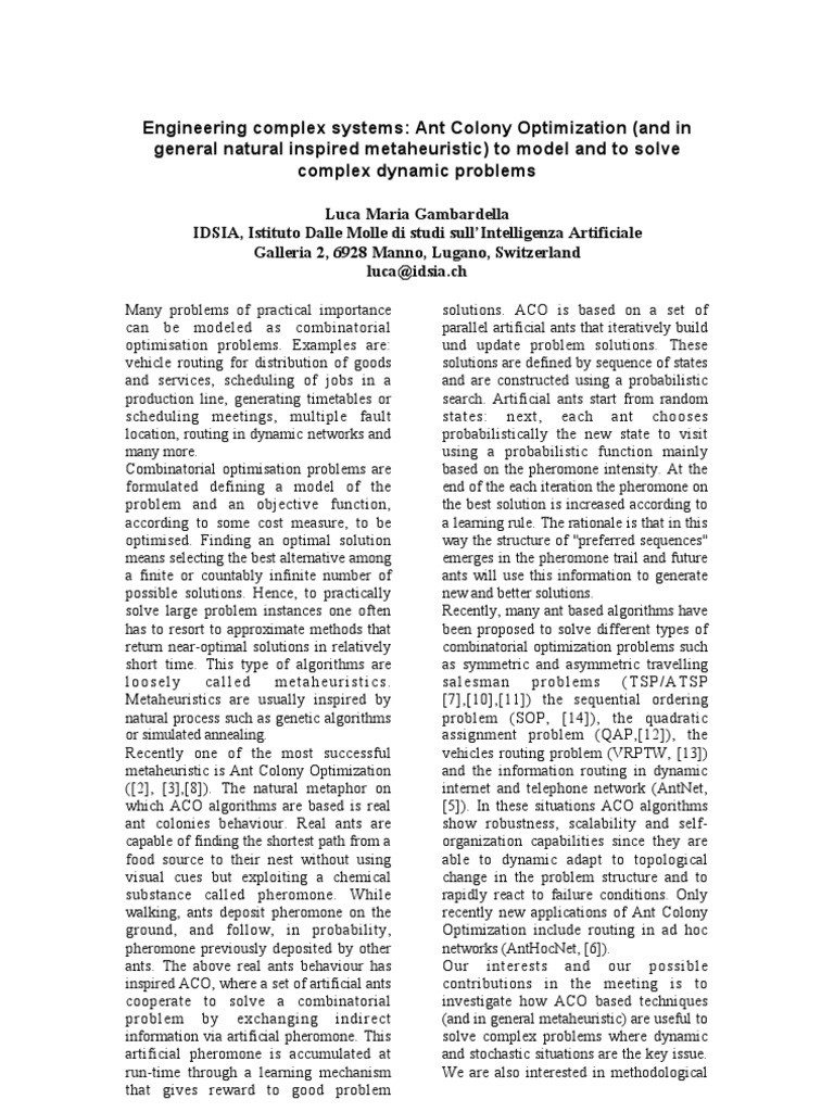Gambardella | PDF | Metaheuristic | Artificial Neural Network