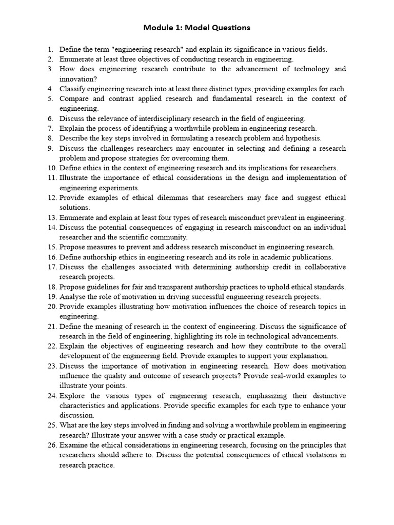 Model QP Module 1 | PDF | Engineering | Motivation