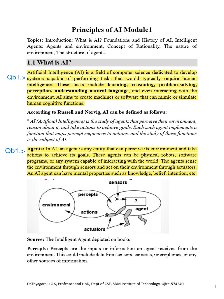 AI Module1 | PDF | Intelligence (AI) & Semantics | Artificial Intelligence