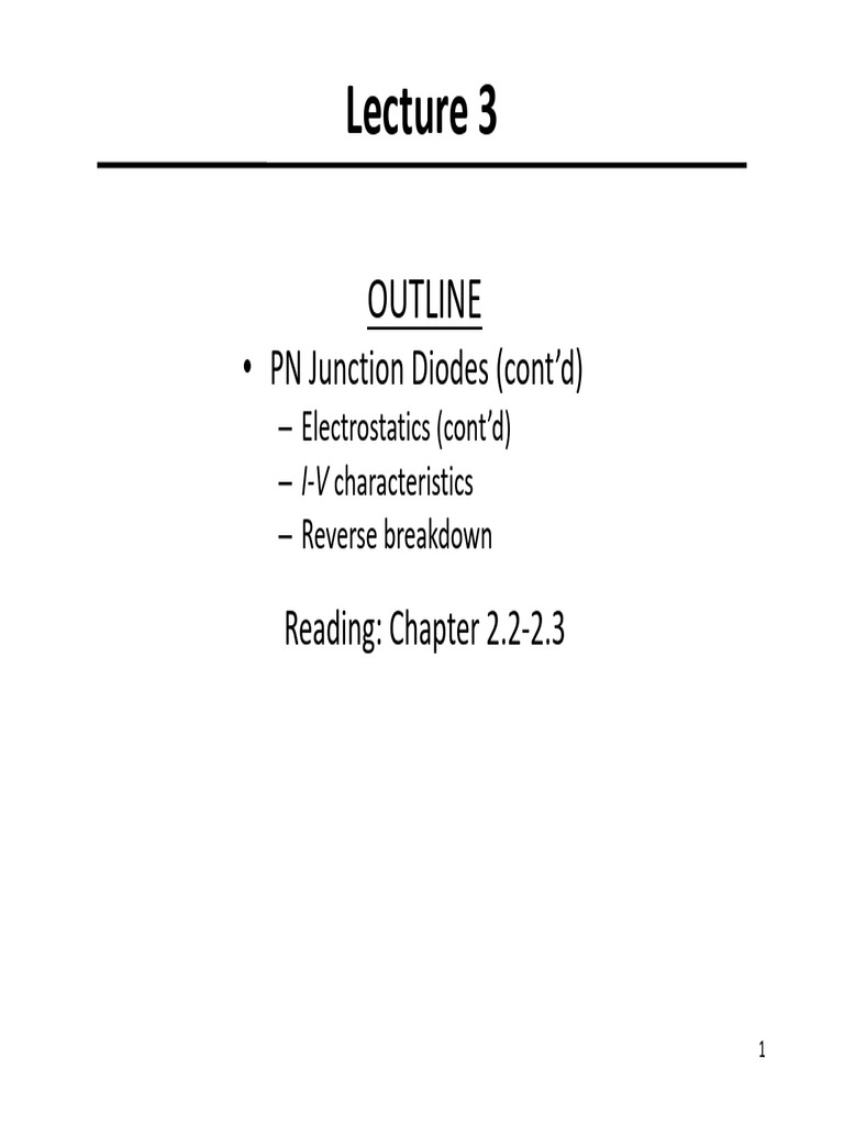 Lecture3 강의필기 | PDF | P–N Junction | Diode