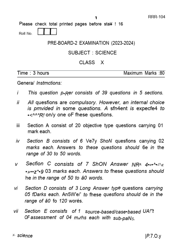 PB-2 Set-1 QP Delhi Region | PDF
