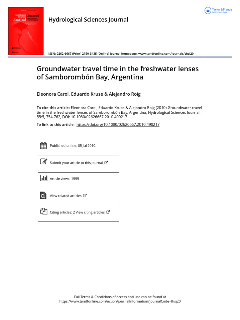 Groundwater Travel Time in Samborombón Bay | PDF | Fresh Water ...