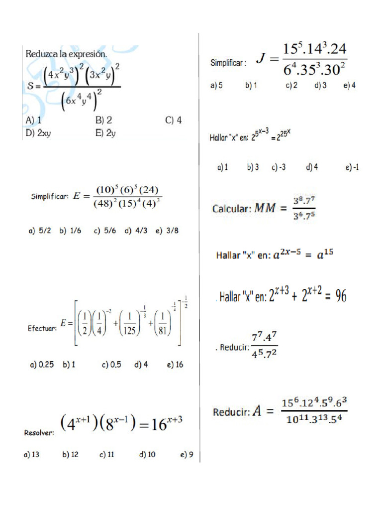 Ejercicios de Algebra 2 | PDF
