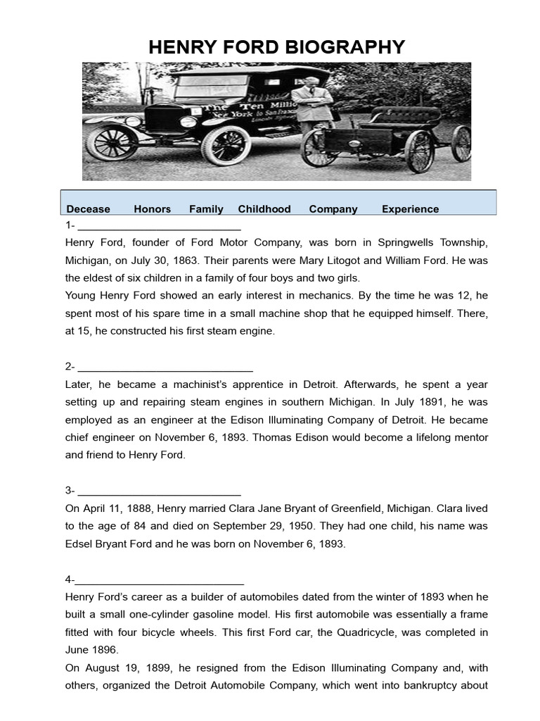 Henry Ford - Biography | PDF | Motor Vehicle | Car