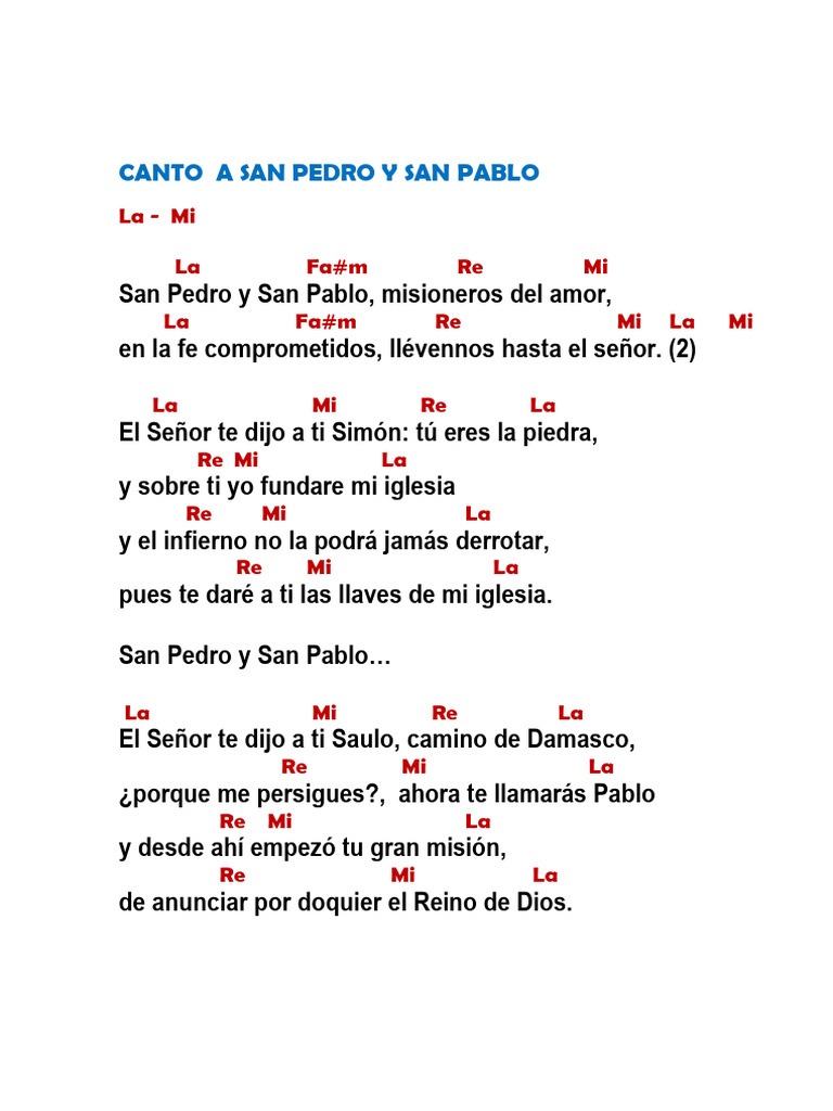 Canto A San Pedro y San Pablo | PDF