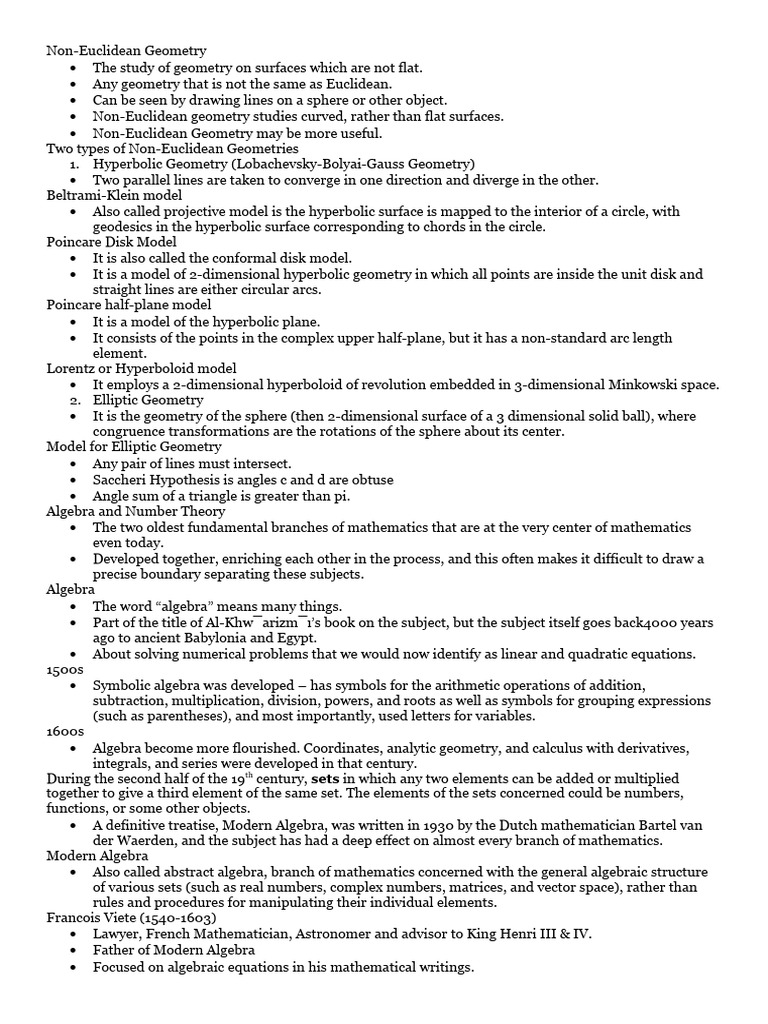 History of Math Reviewer | PDF | Mathematics | Hyperbolic Geometry