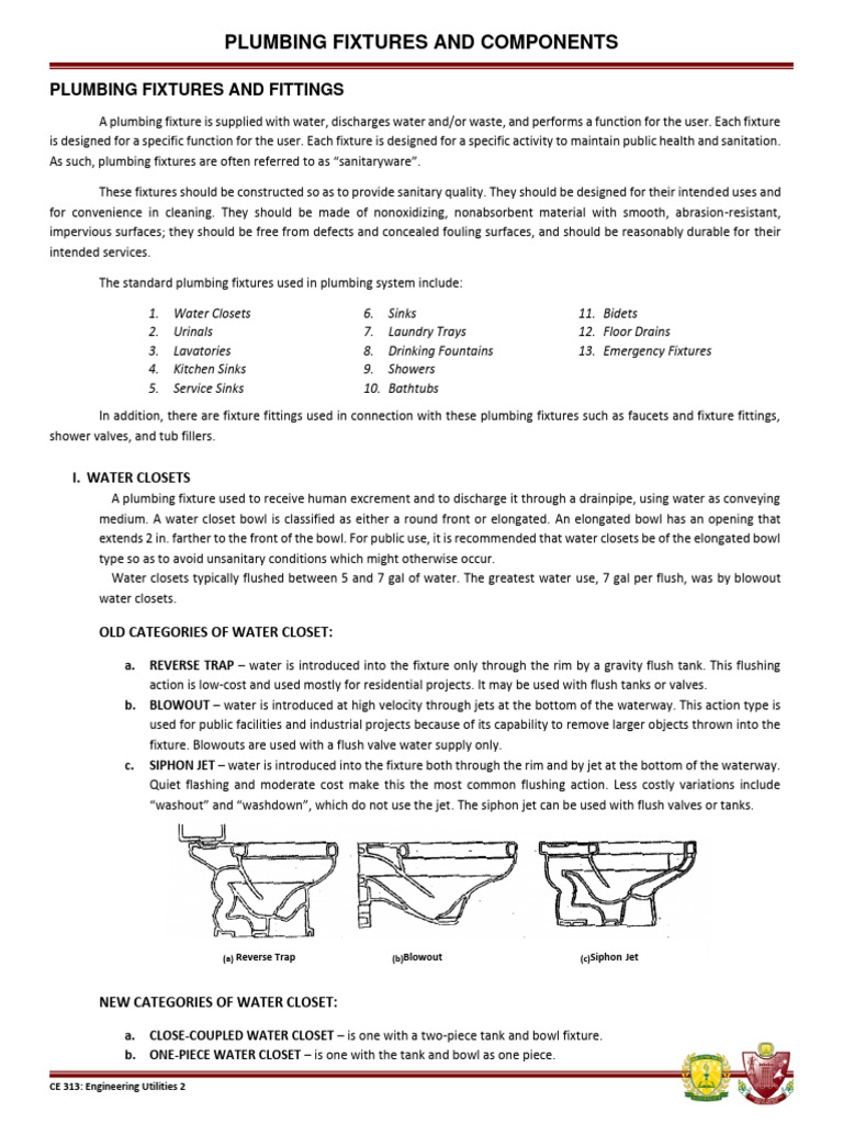 Plumbing Fixtures Overview and Types | PDF | Valve | Plumbing