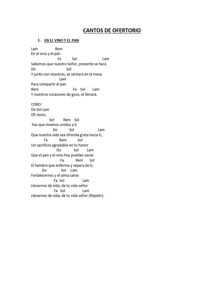 Cantos de Ofertorio PDF | PDF | eucaristía