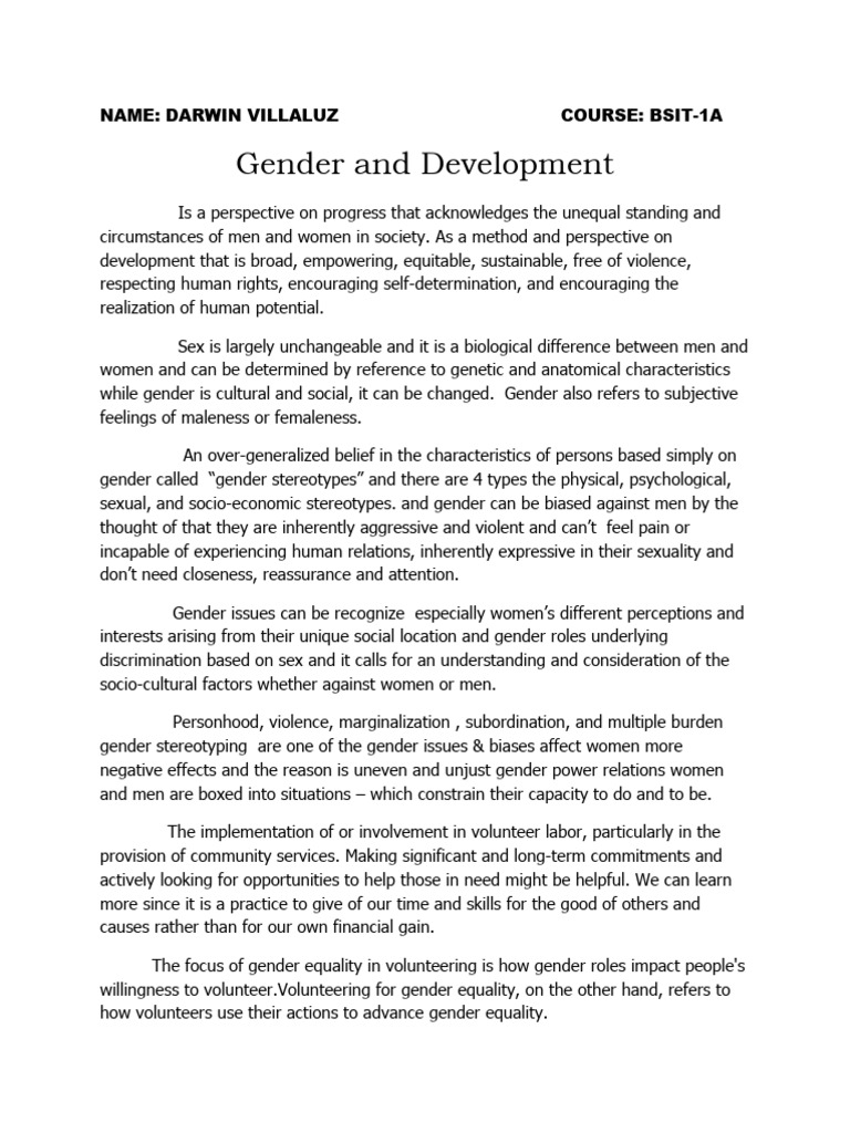 Gender and Development | PDF | Gender Studies | Gender