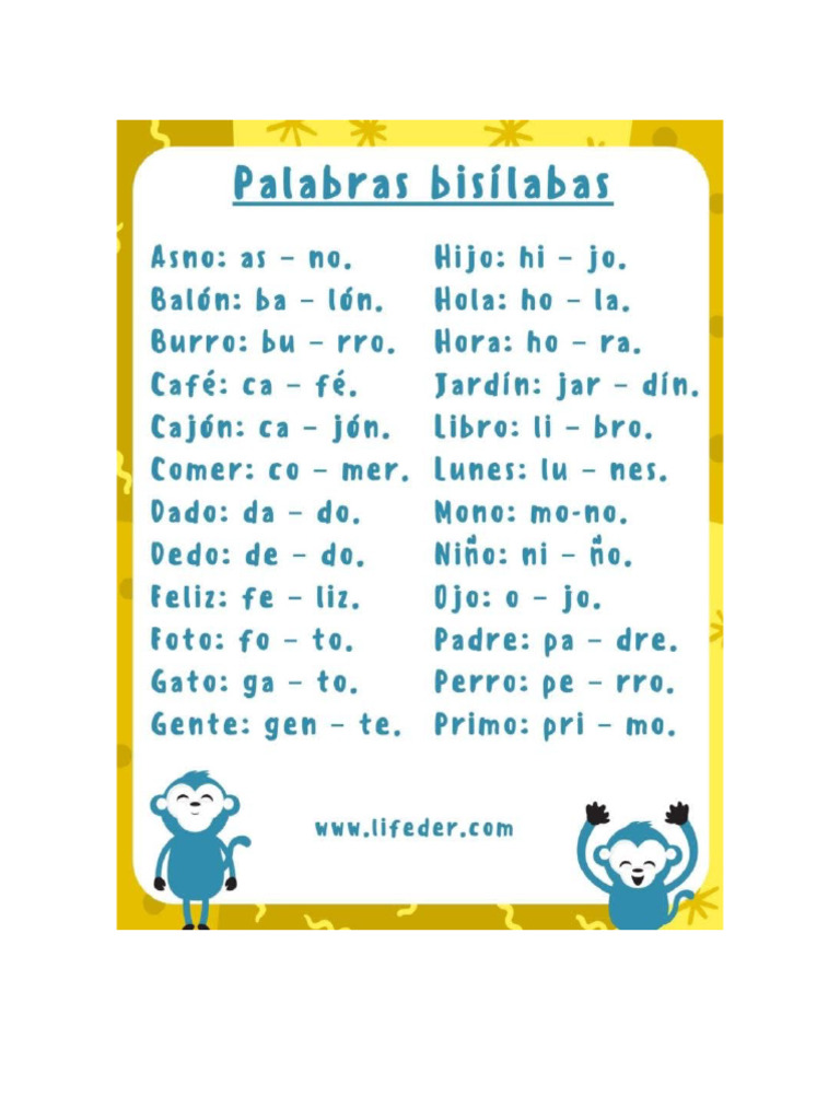 Palabras Bisilabas | PDF