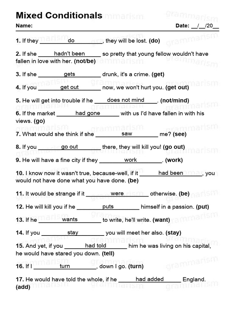 Grammarism Mixed Conditionals Test 5 Solved 10721330 | PDF Grammarism Mixed Conditionals Test 5 Solved 10721330 | PDF