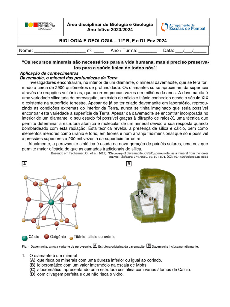 Descoberta do Mineral Davemaoite | PDF | Minerais | Diamante