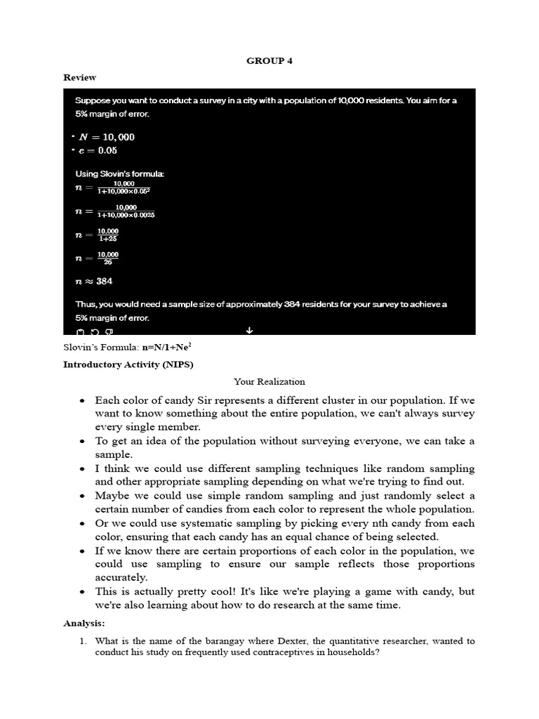 handout | PDF | Sampling (Statistics) | Scientific Method