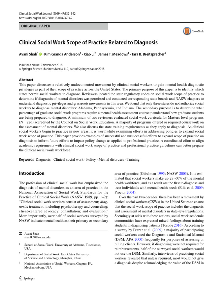Clinical Social Work Scope of | PDF | Social Work | Mental Disorder