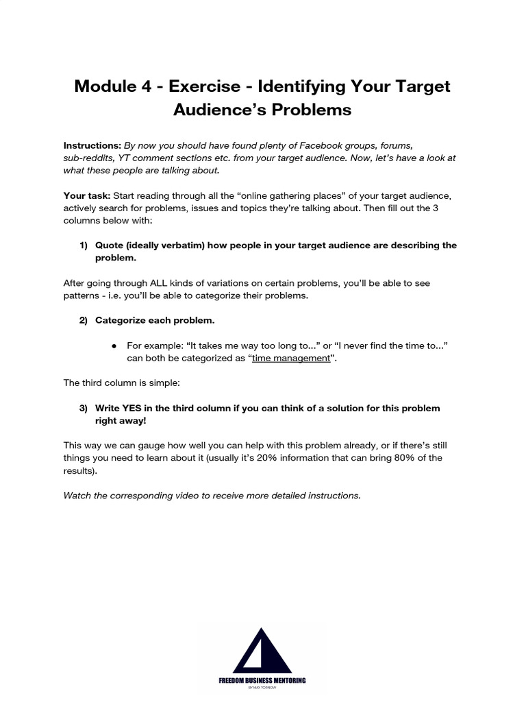 M4V5 Your Target Audience - S Problems | PDF