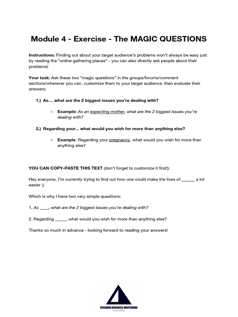 M4V6 The Magic Questions | PDF