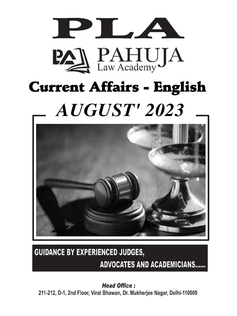 Current Affairs - ENGLISH, Month of AUGUST' 2023 With Cover Page | PDF ...