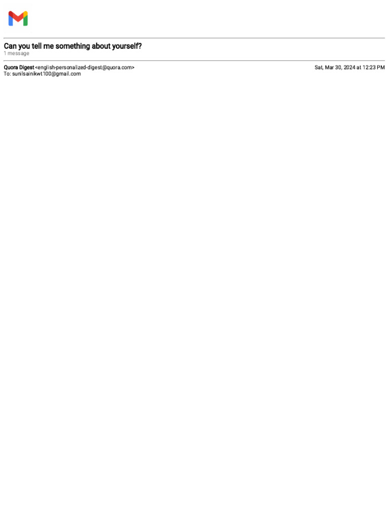 Gmail - Can You Tell Me Something About Yourself | PDF