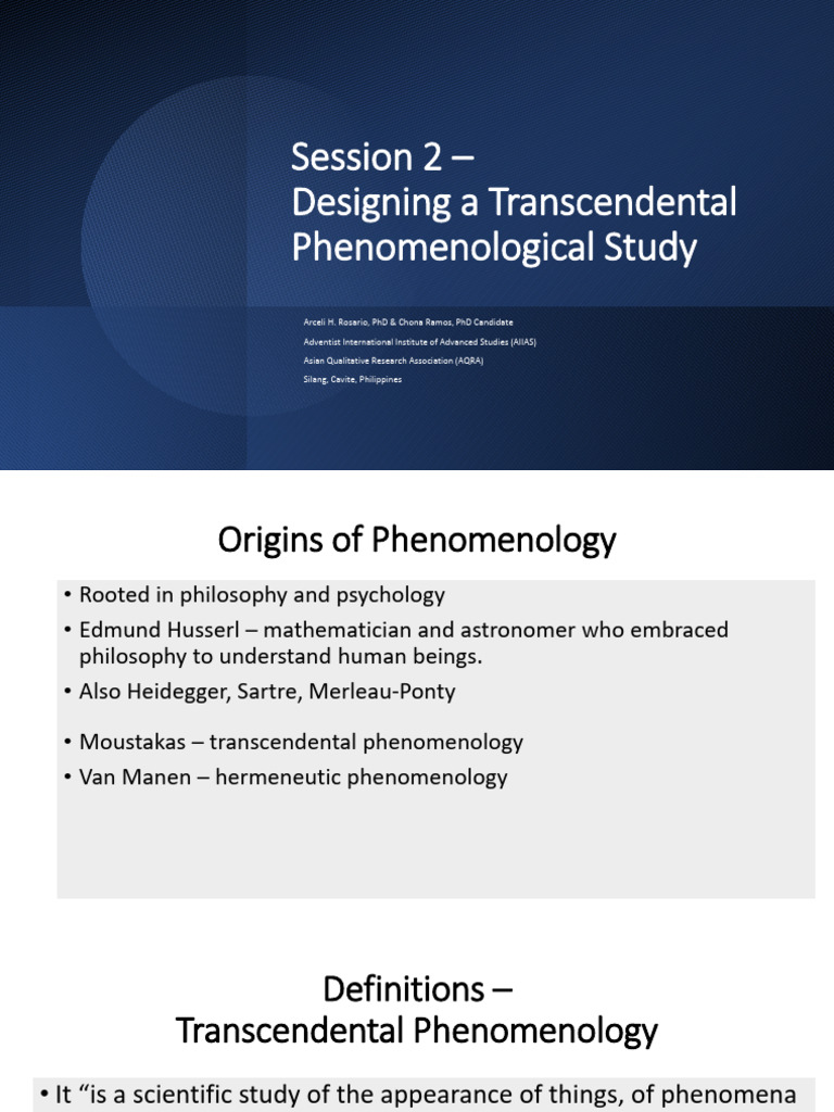 Session 2 Designing A Transcendental Phenomenological Study 2 | PDF ...