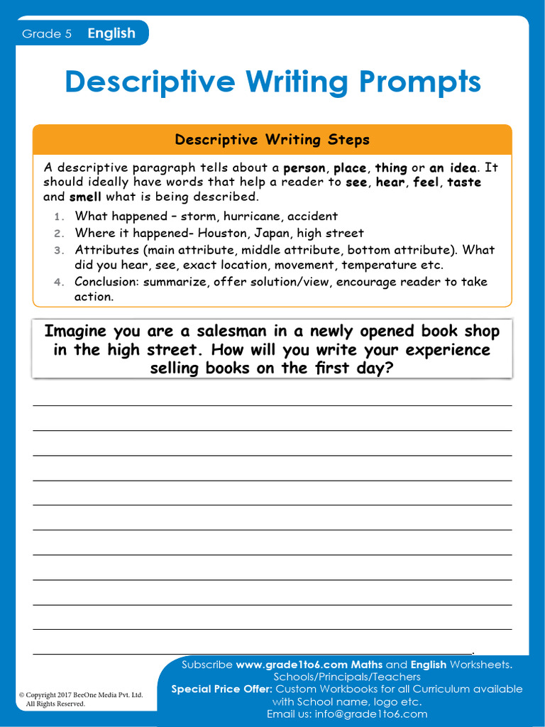 Descriptive Writing Prompts | PDF | Career & Growth | Language Arts ...