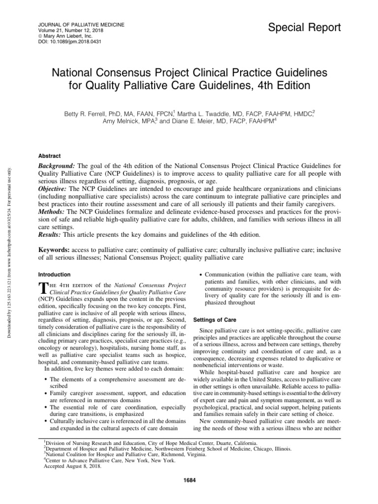 National Consensus Project Clinical Practice Guidelines For Quality ...