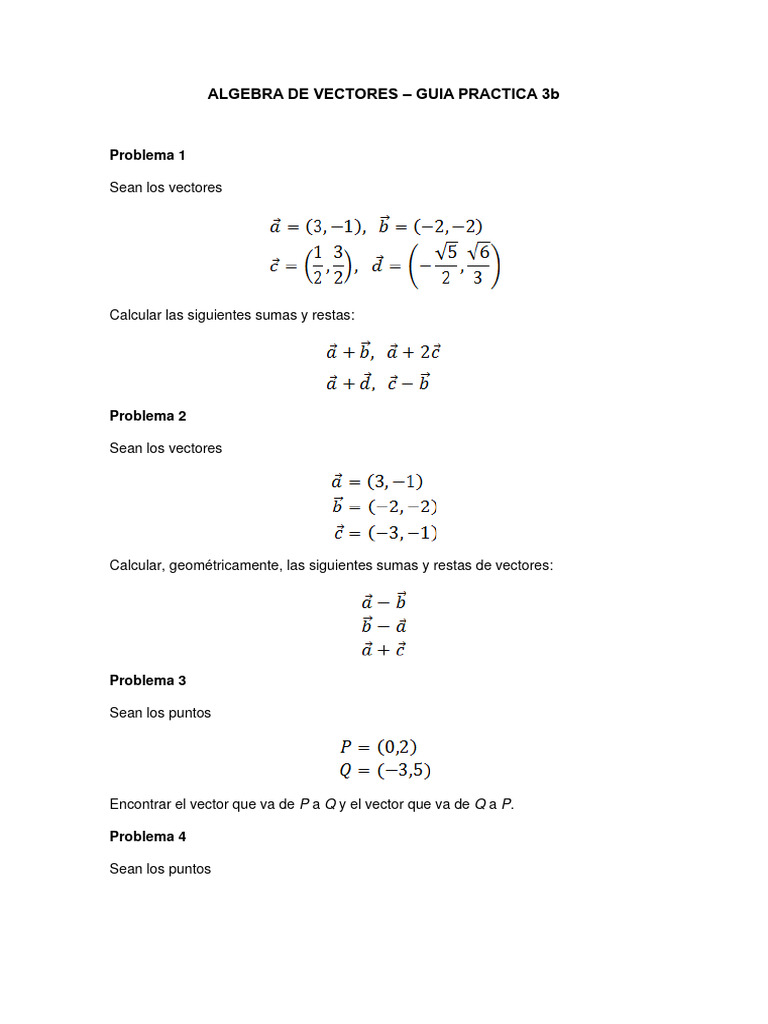 Guía Práctica de Álgebra Vectorial | PDF