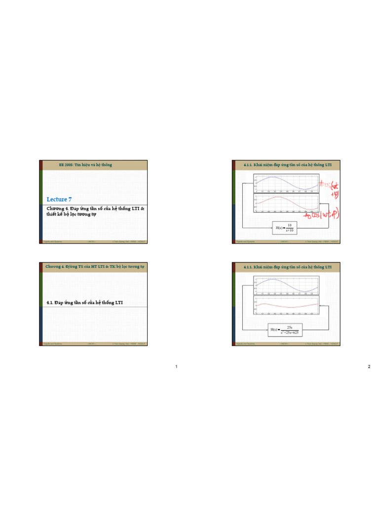 EE 2005: Tín hiệu và hệ thống 4.1.1. Khái niệm đáp ứng tần số của hệ thống LTI | PDF