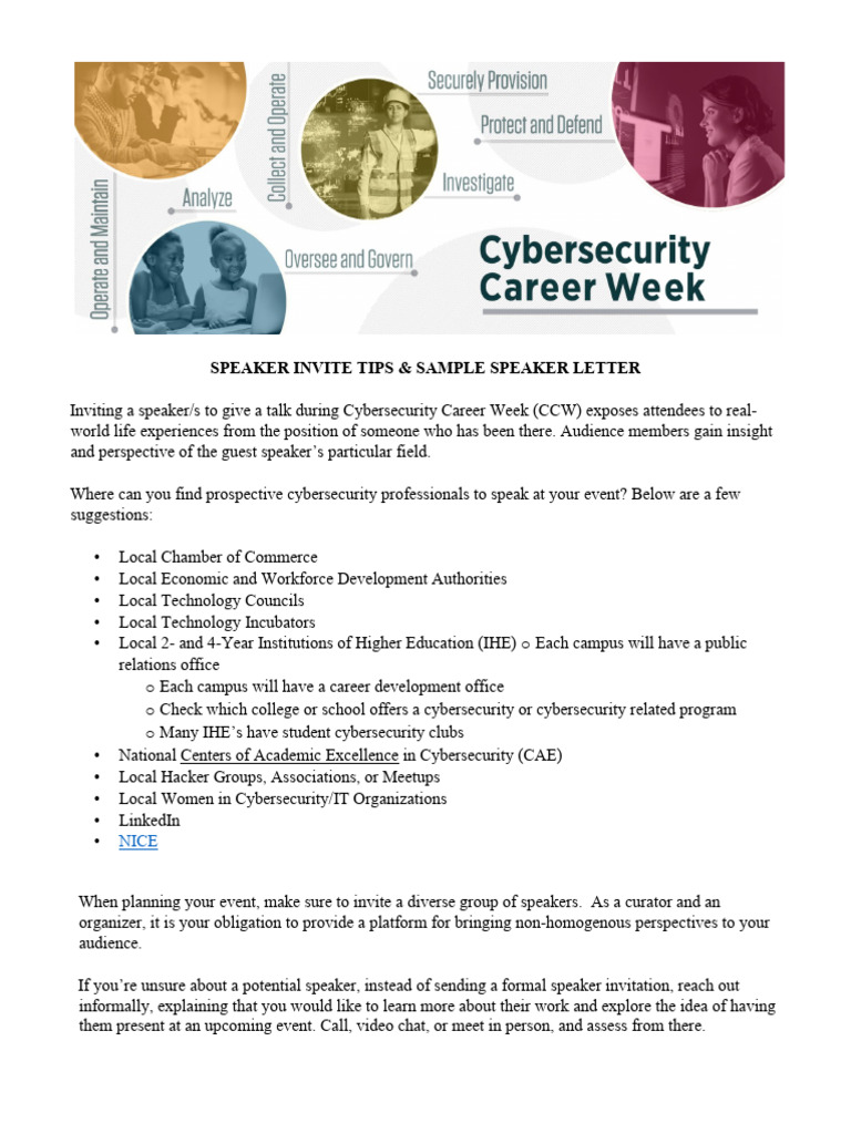 Speaker Invitation Tips for Cybersecurity Events | PDF | Computer ...