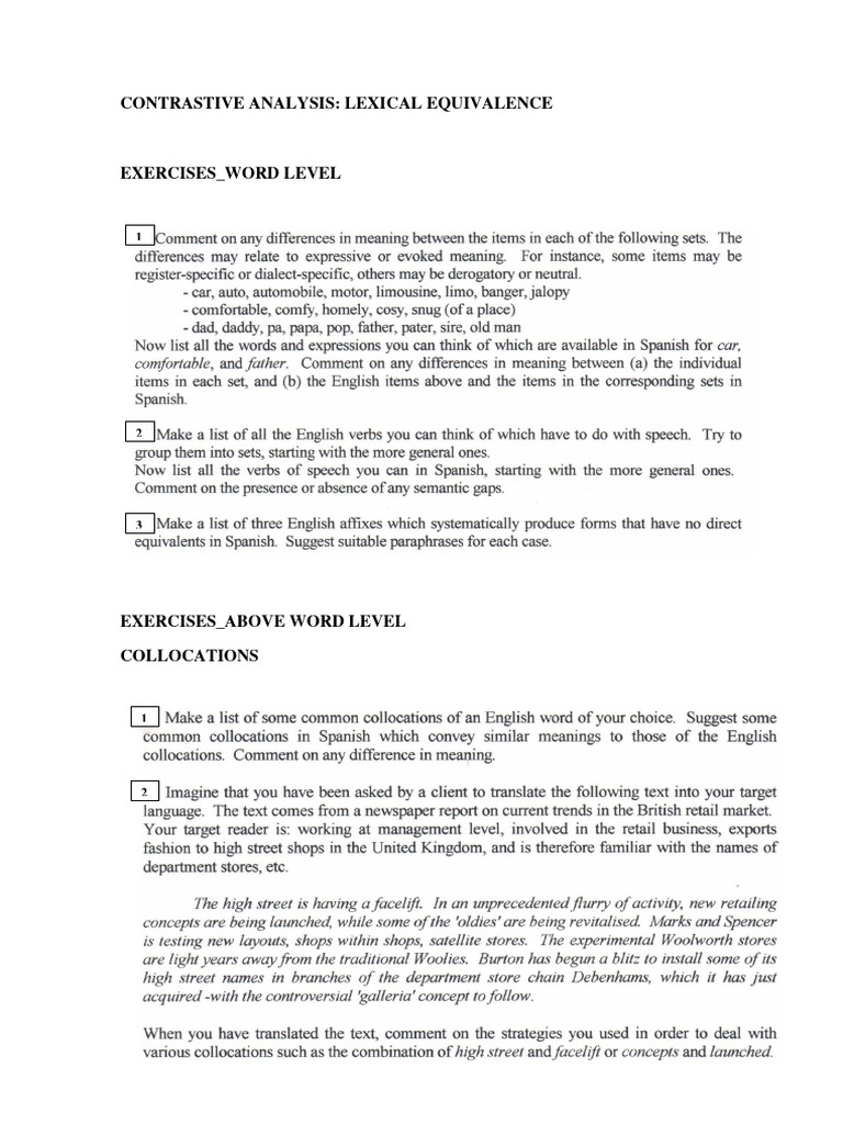 Unit2-B - Exercises - Lexical Level | PDF
