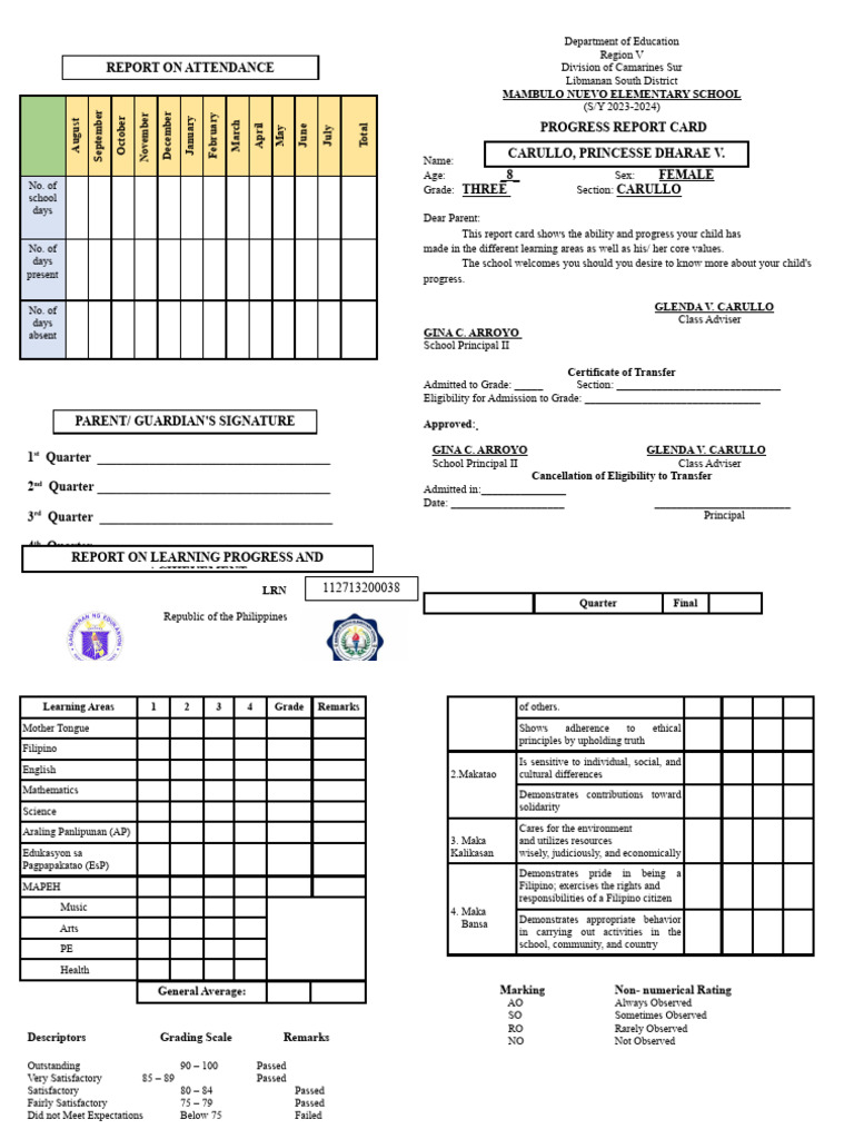 CARD 2023 Gr.1 3 | PDF | Learning | Behavioural Sciences