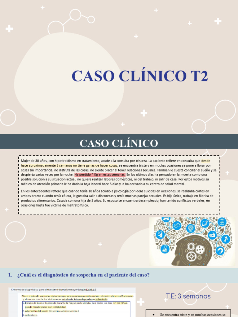 Caso Clínico T2 | PDF | Depresión (estado de ánimo) | Trastorno depresivo mayor