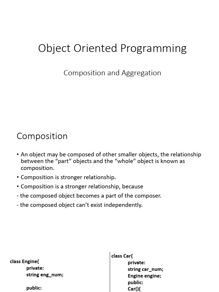 Oop Ue Lec Composition And Aggregation Pdf C Object Oriented Programming 7507