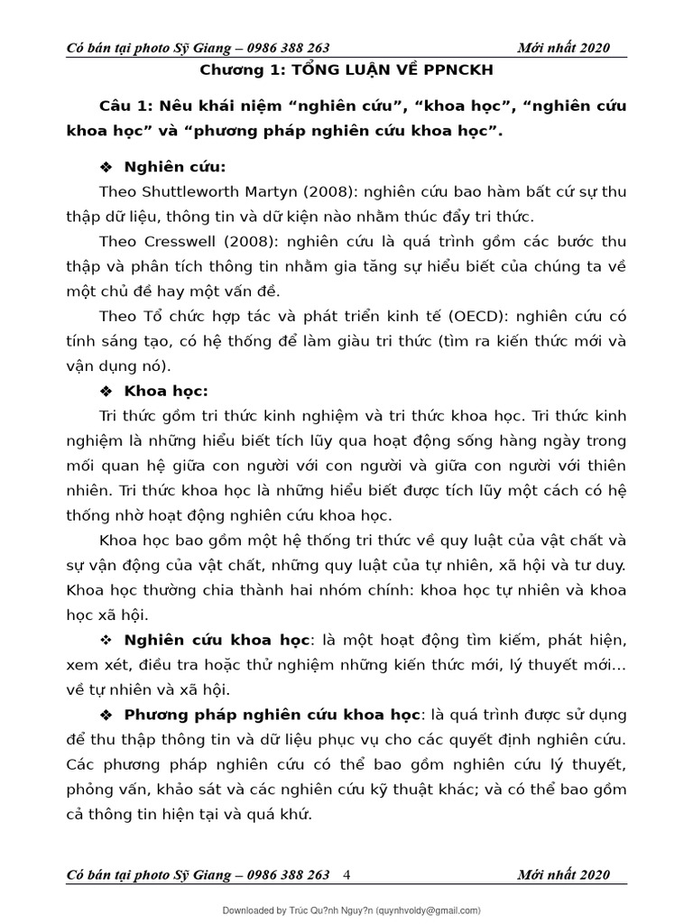 De-Cuong-Phuong-Phap-Nghien-Cuu-Khoa-Hoc-5-29-Đã G P | PDF