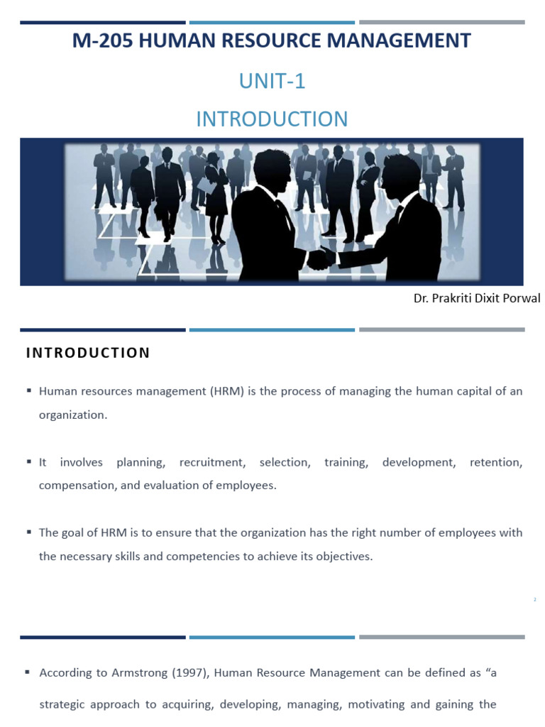 HRM U-1 Introduction | PDF | Human Resource Management | Human Resources