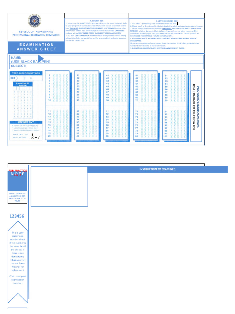 Sample Let Answer Sheet | PDF