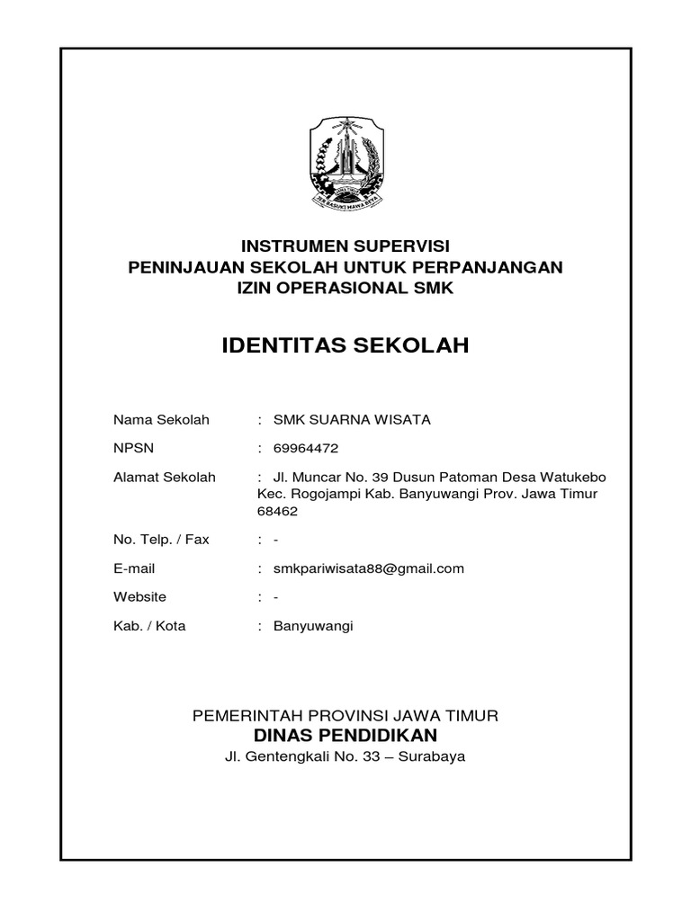 Instrumen Perpanjangan Ijin Operasional SMK | PDF