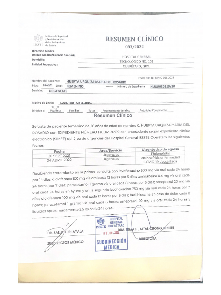 Resumen Clínico | PDF